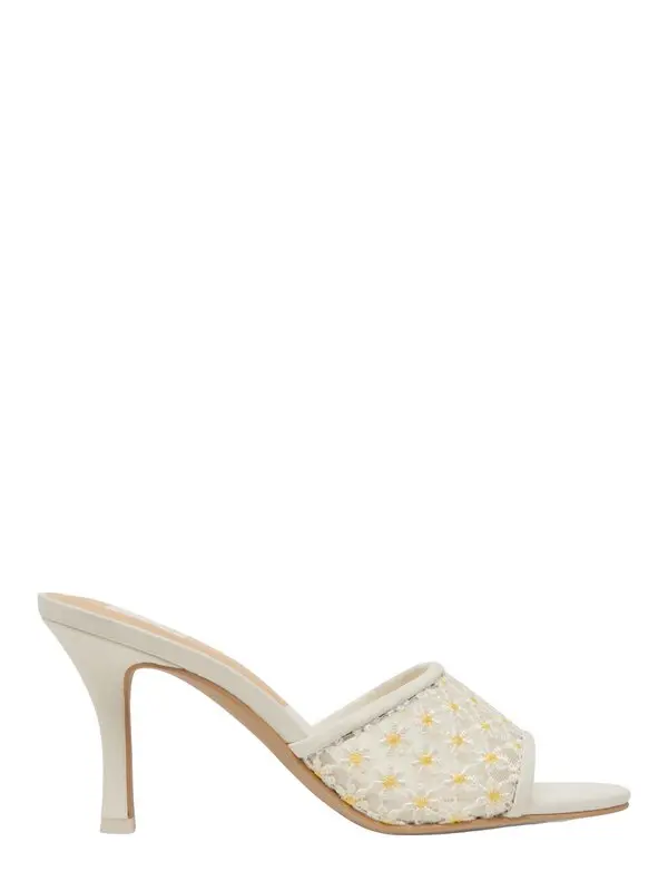 DOLCEVITA Lavena Floral Heels - White Yellow Floral Mesh