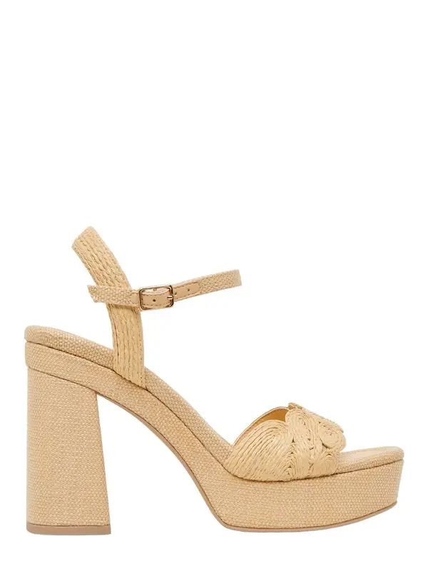 DOLCEVITA Tinaya Raffia Platform Pumps - Lt Natural Raffia
