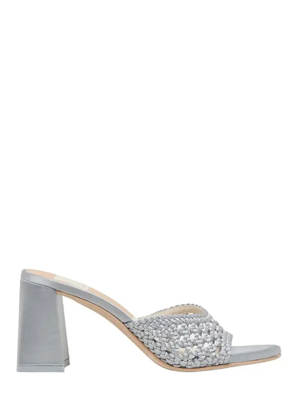 DOLCEVITA Margoe Mule Heels - Light Blue Woven Satin