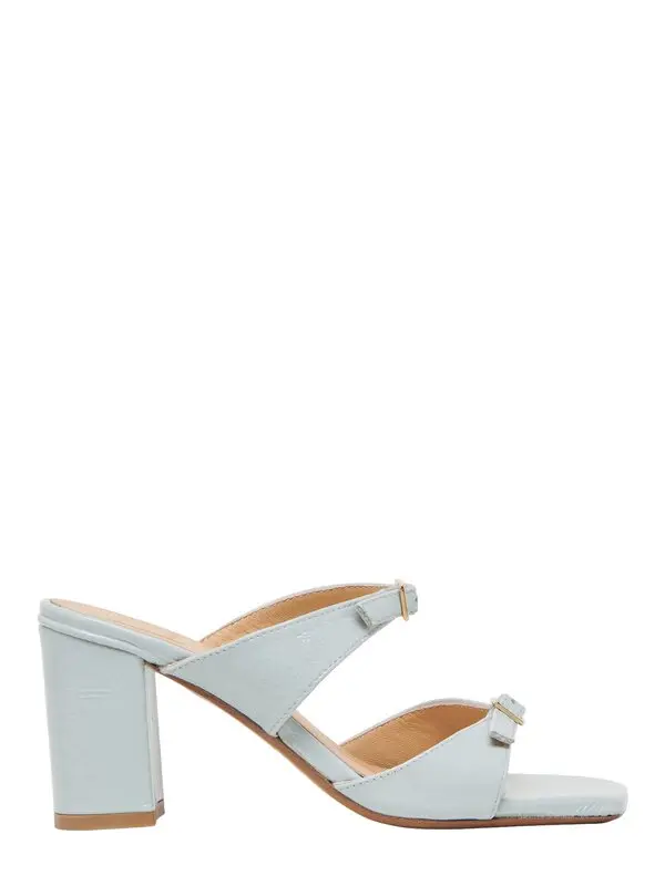 DOLCEVITA Shane Block Heel Sandals - Ice Blue Crinkle Patent