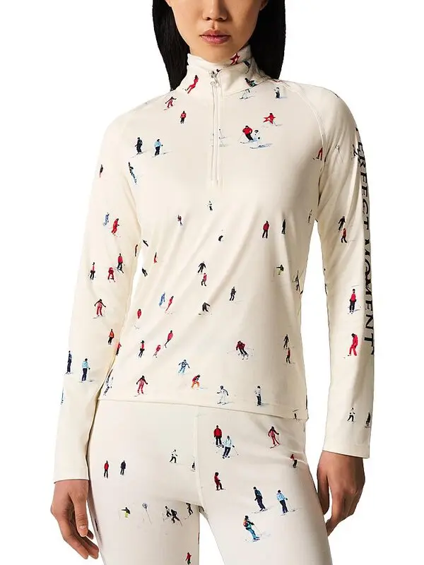 Perfect Moment Quarter Zip Base Layer Top - Dede Ski Print