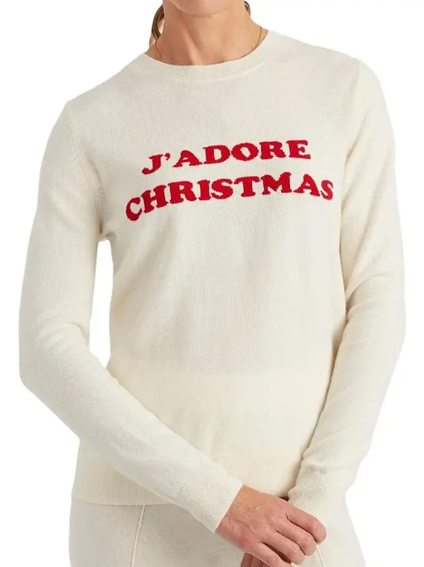 Chinti & Parker Wool-cashmere J'adore Christmas Sweater - White