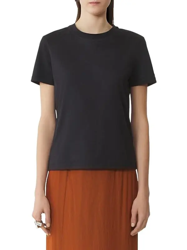 LANVIN Cotton T-shirt With Grosgrain Ribbon Detail - Black