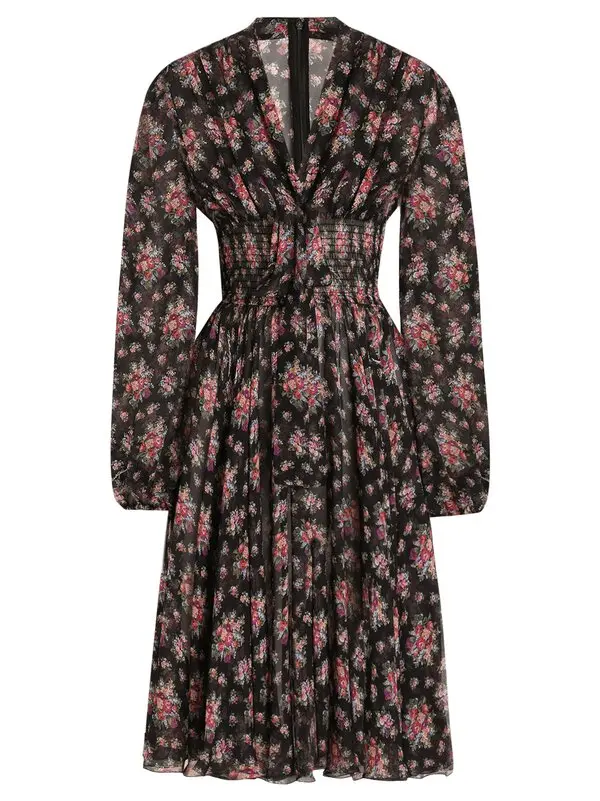 Dolce & Gabbana Floral Print Chiffon Dress - Multicolor