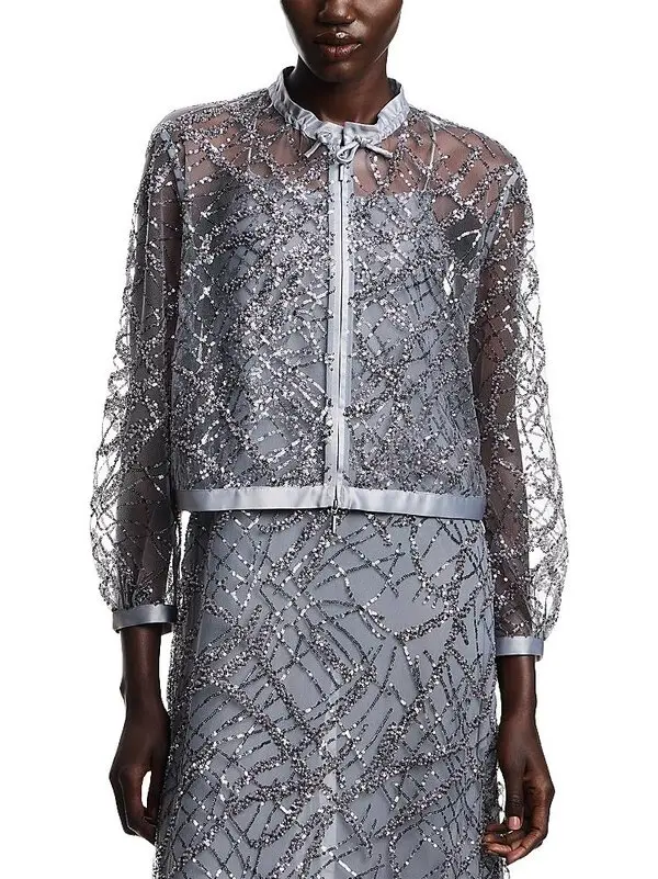 Emporio Armani Sequined Tulle Jacket - Silver