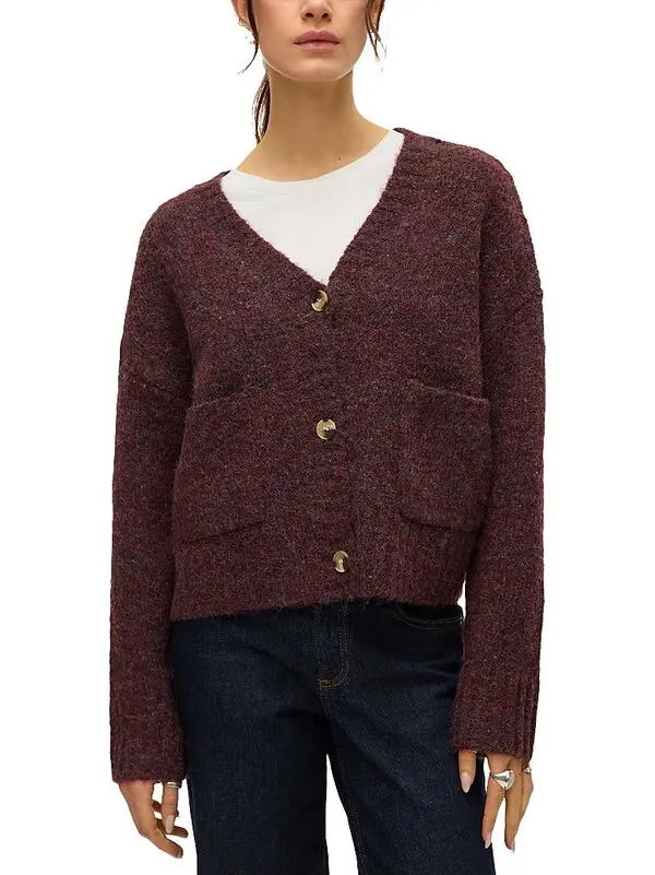 Vero Moda Ingrid Long Sleeve V-neck Cardigan - Wine