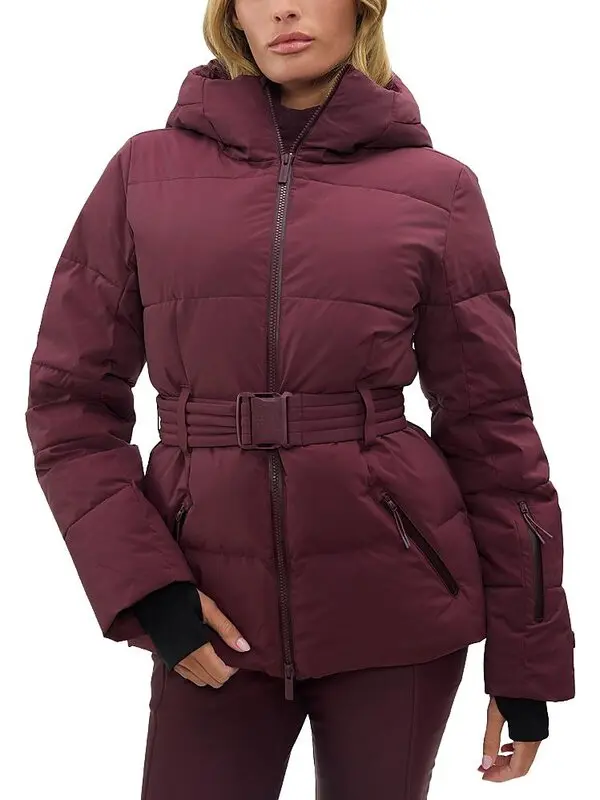 HALFDAYS Hedy Belted Puffer Coat - Glazed Cherry