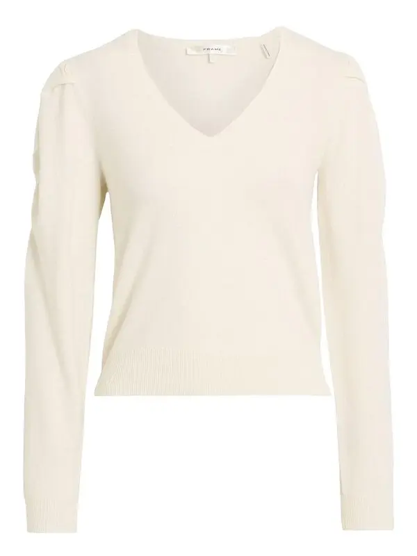 FRAME Frankie Ruched Wool-blend Sweater - Ivory