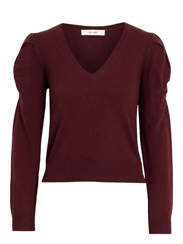FRAME Frankie Ruched Wool-blend Sweater - Merlot