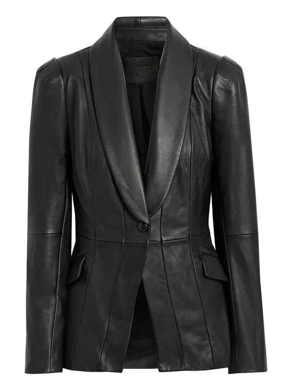 Paige Ciarra Leather Blazer - Black