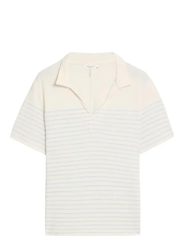 Rag & Bone Striped Jersey Polo Shirt - Ivory