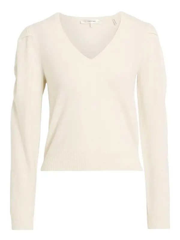 FRAME Frankie Ruched Wool-blend Sweater - Ivory