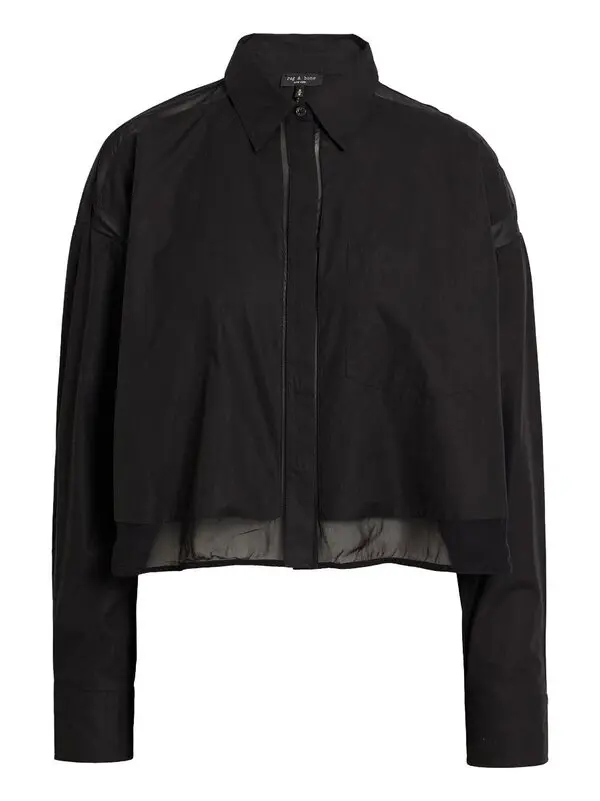 Rag & Bone Beatrice Cropped Organza-trimmed Cotton-poplin Shirt - Black