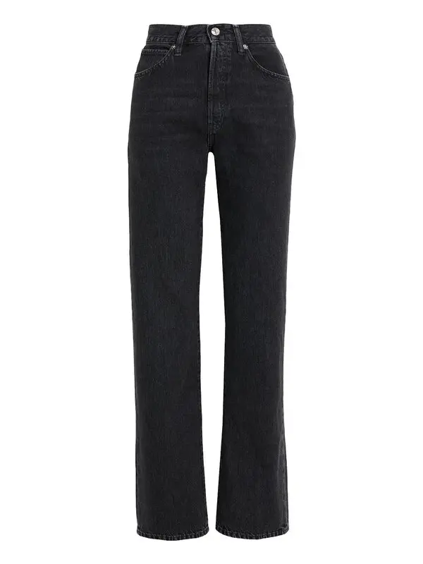 FRAME Vertical High-rise Straight-leg Jeans - Charcoal
