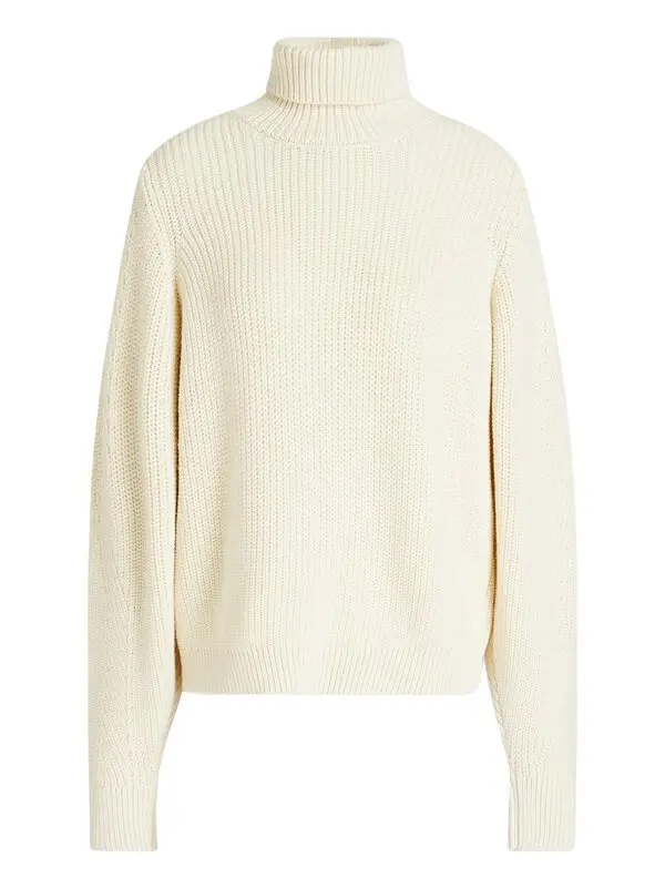 CAES Ribbed Merino Wool Turtleneck Sweater - Ivory