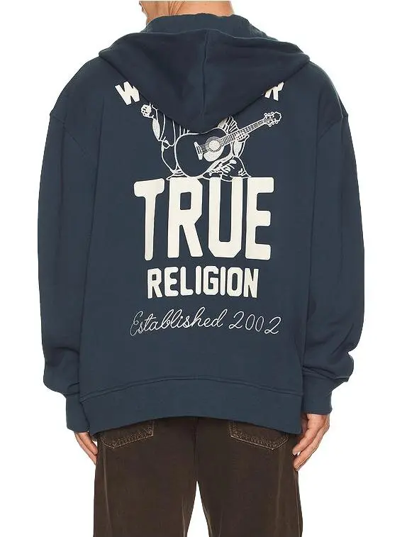 True Religion Patch Vintage Zip-up Hoodie - Midnight Navy