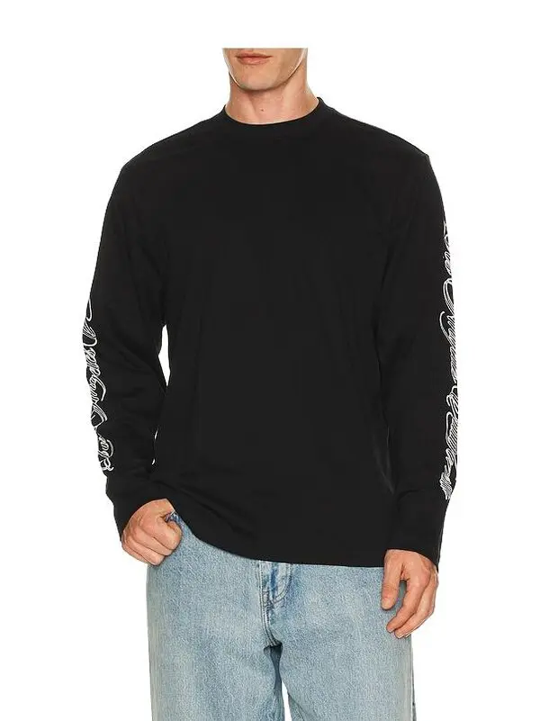 STAMPD La Cursive Long Sleeve Relaxed Tee - Black