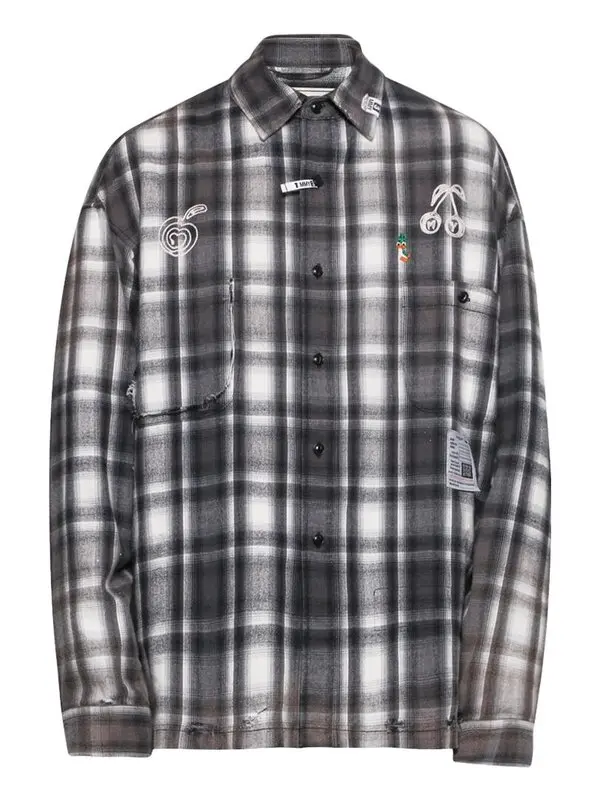 Mihara Yasuhiro Vintage Like Check Long Sleeve Shirts - Black