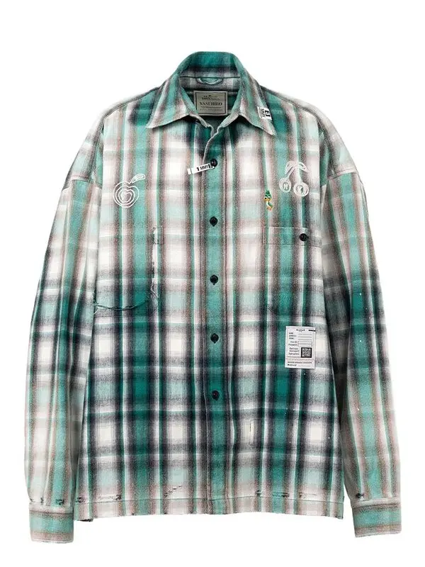 Mihara Yasuhiro Vintage Like Check Long Sleeve Shirts - Green