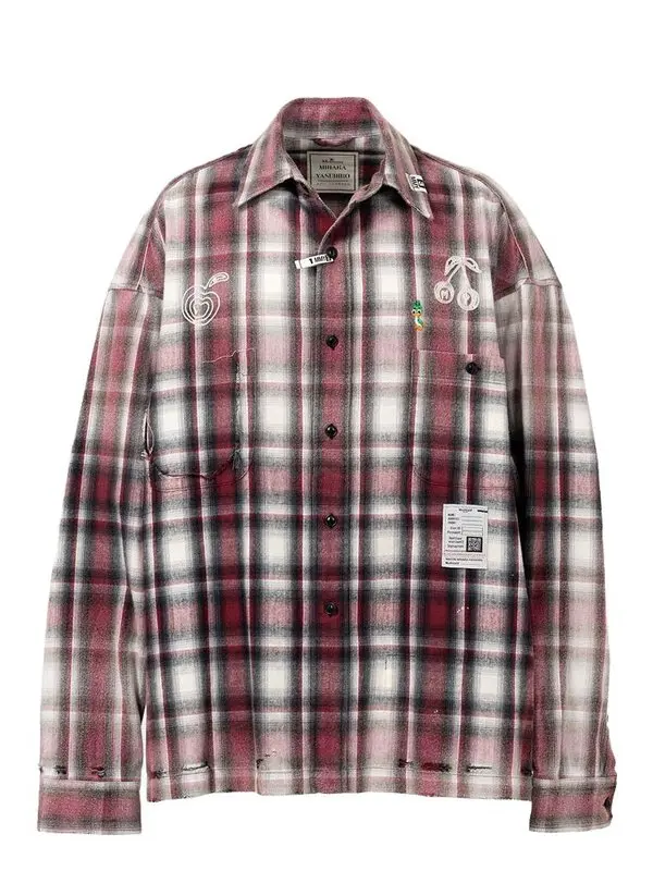 Mihara Yasuhiro Vintage Like Check Long Sleeve Shirts - Red