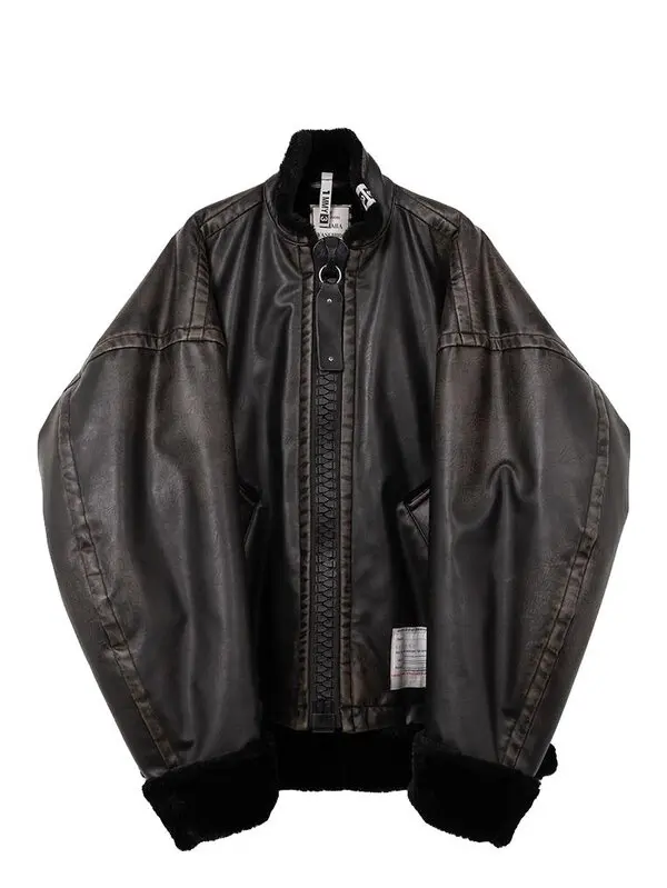 Mihara Yasuhiro Vegan Boa Leather Jacket - Black