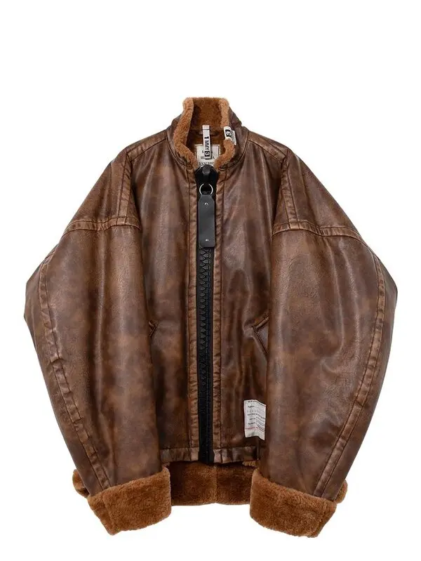 Mihara Yasuhiro Vegan Boa Leather Jacket - Brown