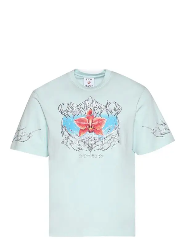 Casablanca Blades Printed Oversized T-shirt Blades Pale Blue - Light  Blue