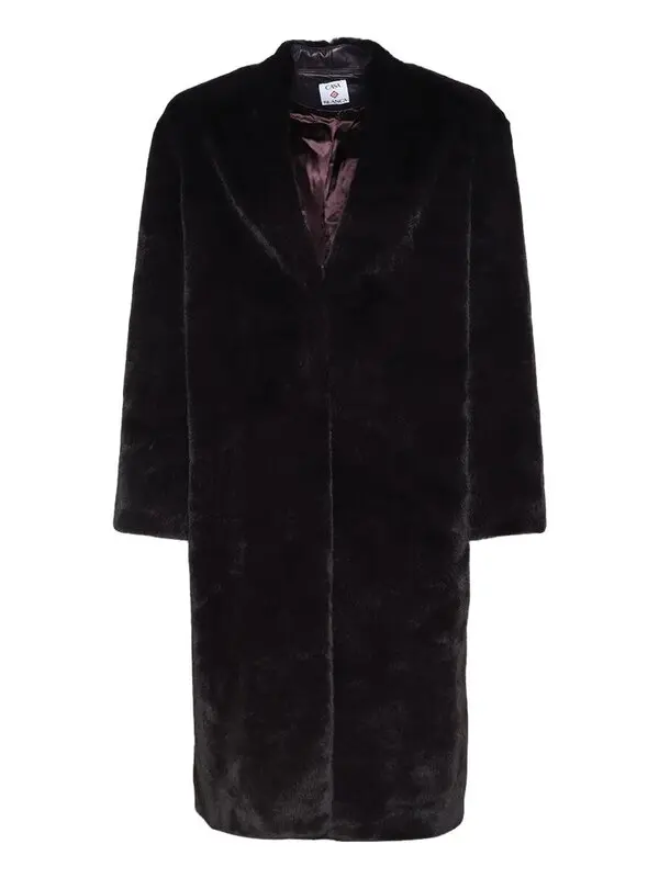 Casablanca Aubergine Fur Coat - Purple
