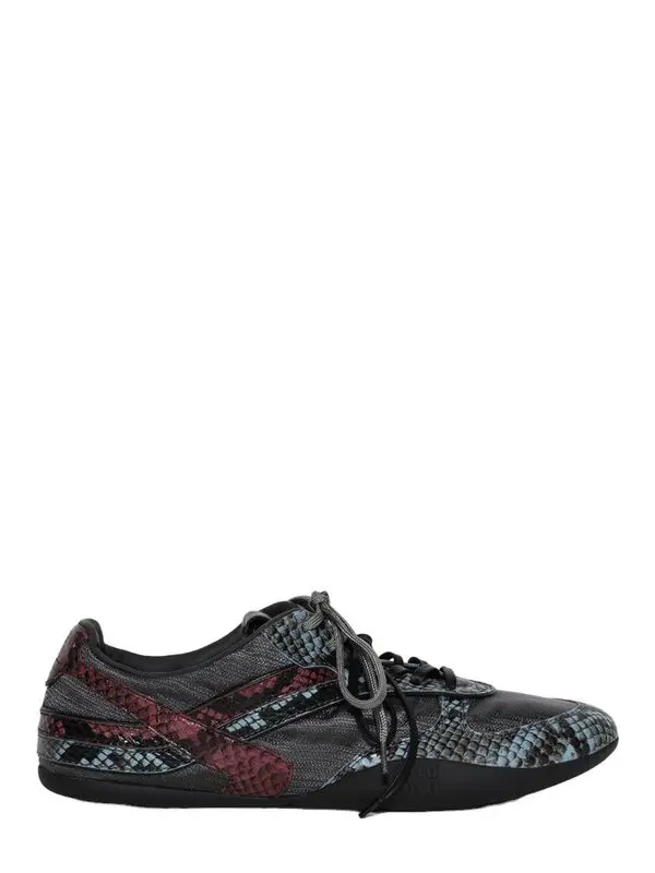 Miu Miu Gymnasium Python-printed Leather Sneakers - Black