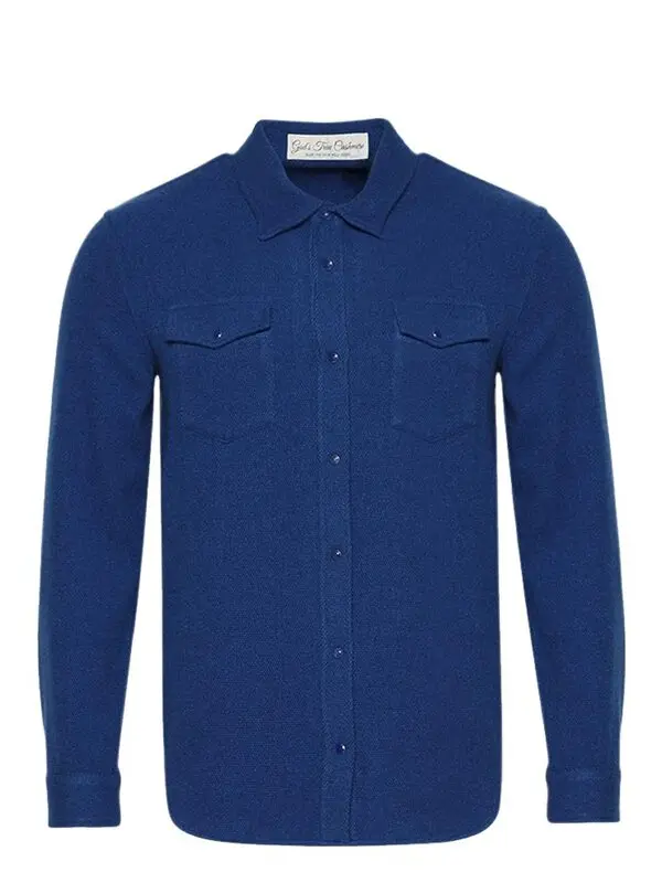 GOD'S TRUE CASHMERE Navy Cashmere Shirt Lapiz Lazuli - Blue