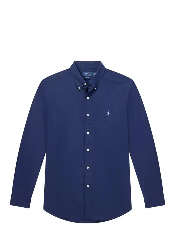 Polo Ralph Lauren Logo-embroidered Stretch-cotton Poplin Shirt - Blue