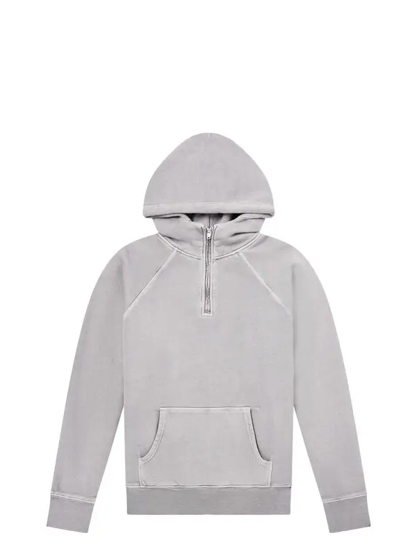 LES TIEN Cotton-jersey Half-zip Relaxed Hoodie - Gray
