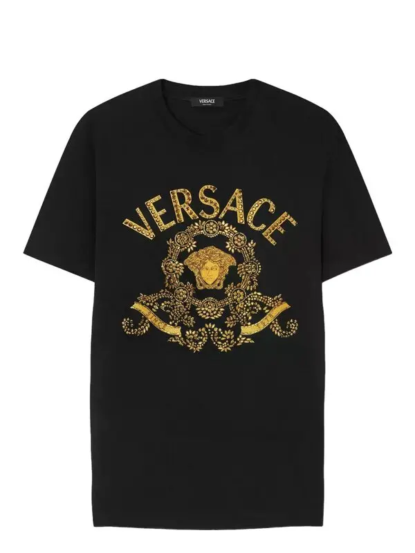 Versace Logo-print Cotton T-shirt - Black