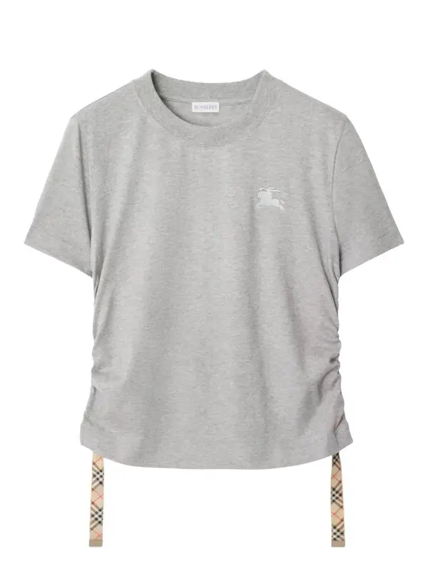 Burberry Equestrian-knight Ruched-side T-shirt - Grey