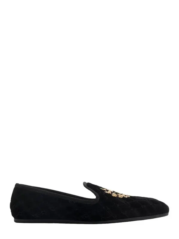 Burberry Quilted Crest-embroidery Loafers - Black