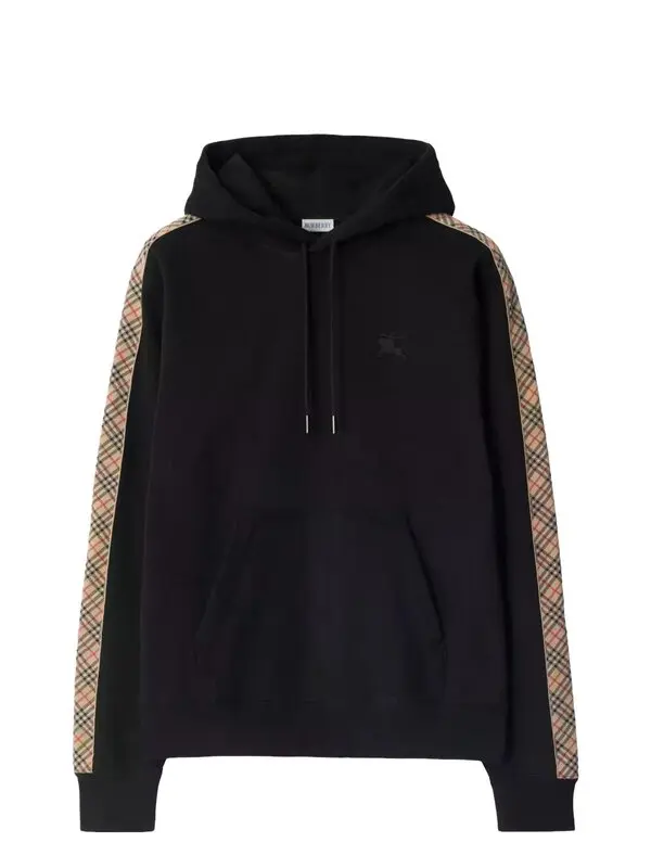 Burberry Check-trim Cotton Hoodie - Black