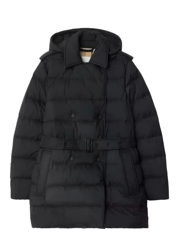 Burberry Hooded Belted Puffer Jacket - Black