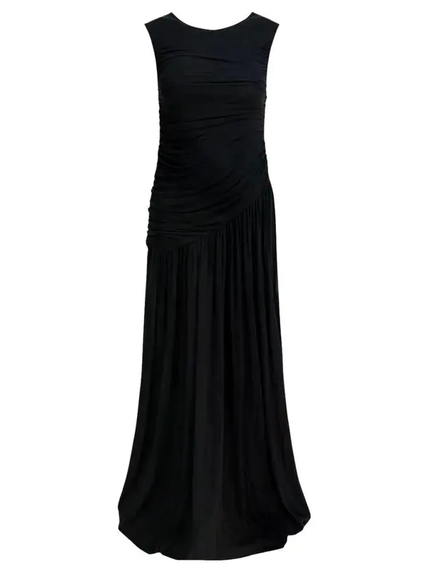R2W Ruched Maxi Dress - Black