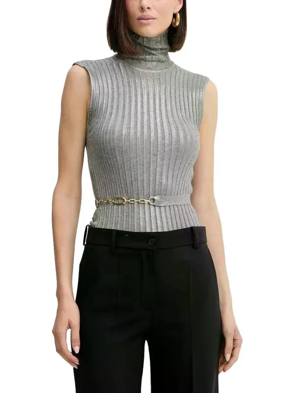 SIMONA CORSELLINI Turtleneck Ribbed Top - Grey