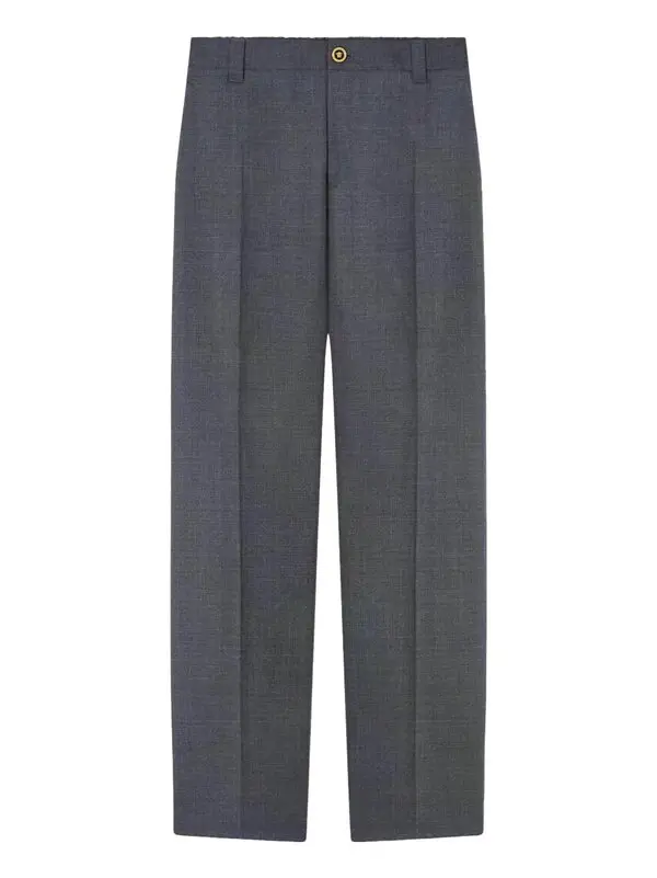 Versace Micro-checked Wool Trousers - Grey