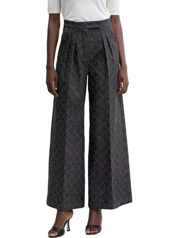SIMONA CORSELLINI Pleated Patterned Trousers - Grey