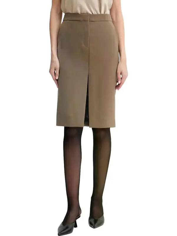 ISABELLE BLANCHE Front-slit Midi Skirt - Brown