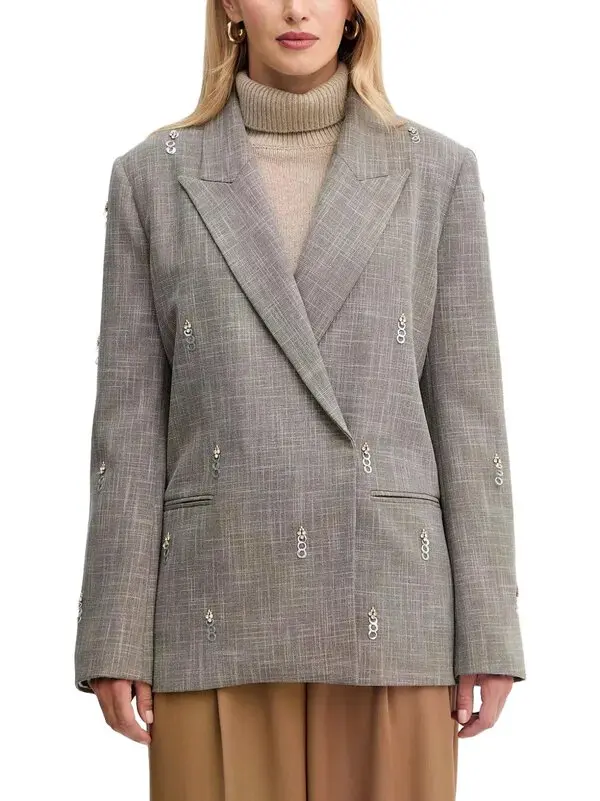 SIMONA CORSELLINI Embellished Blazer With Belt Detail - Grey