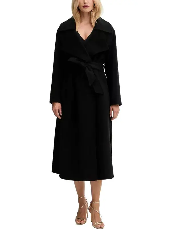 SIMONA CORSELLINI Wool Belted Coat - Black