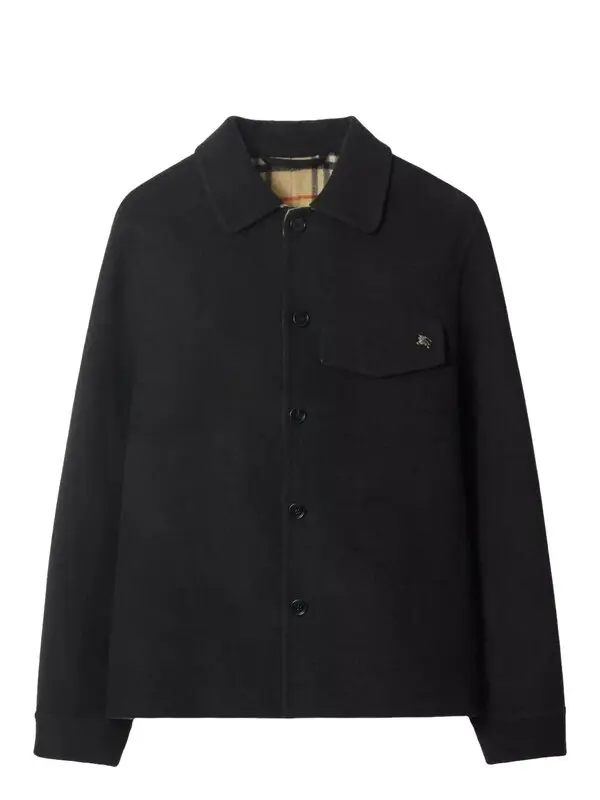Burberry Knight-motif Wool Shirt Jacket - Black