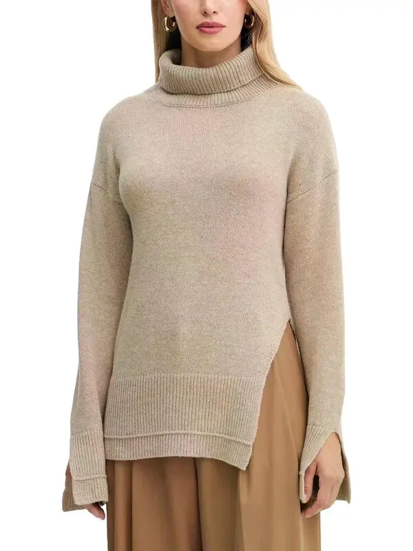 SIMONA CORSELLINI Turtleneck Sweater With Side Slits - Neutrals