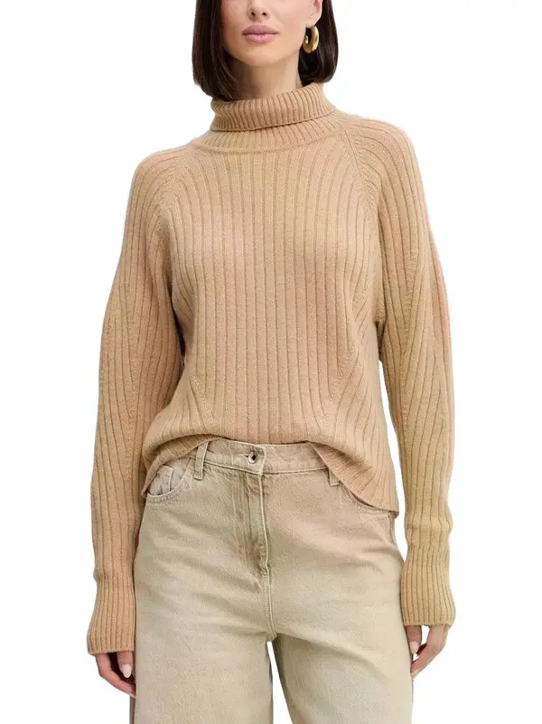 SIMONA CORSELLINI Ribbed Knit Turtleneck Sweater - Neutrals