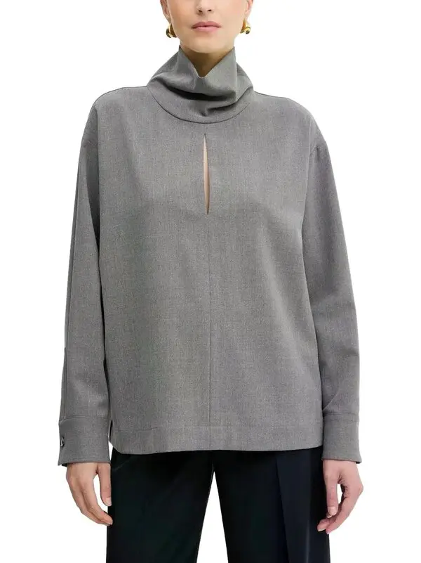 SIMONA CORSELLINI Keyhole Turtleneck Top - Grey