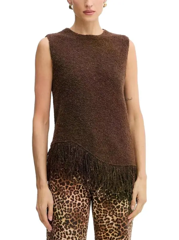 SIMONA CORSELLINI Fringed Knit Vest - Brown