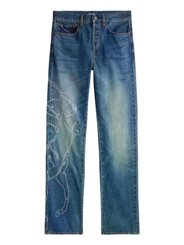 Polo Ralph Lauren Embroidered Straight-leg Jeans - Blue